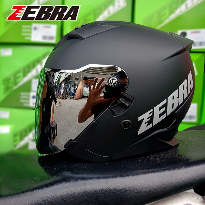 Zebra Ym-902 Plain Men Half Face Motorcycle Helmet With Dual Visor ...