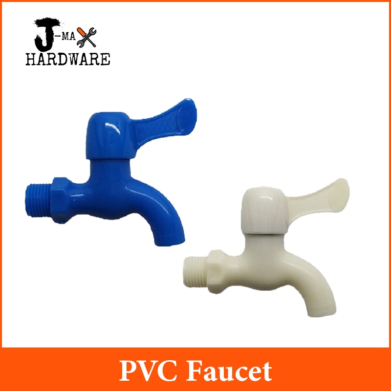 PVC Faucet Plain Bibb Heavy Duty White / Blue Faucet 1PCS | Shopee ...