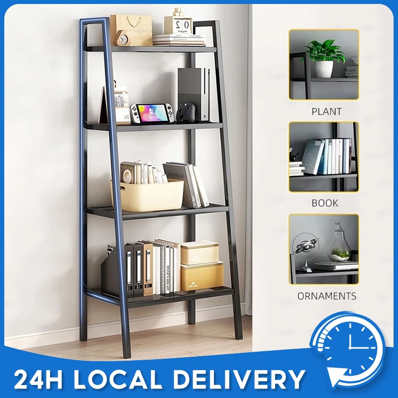 Trapezoidal Metal Bookshelf Storage Rack 3/4/5 Layers Organizer Rack ...