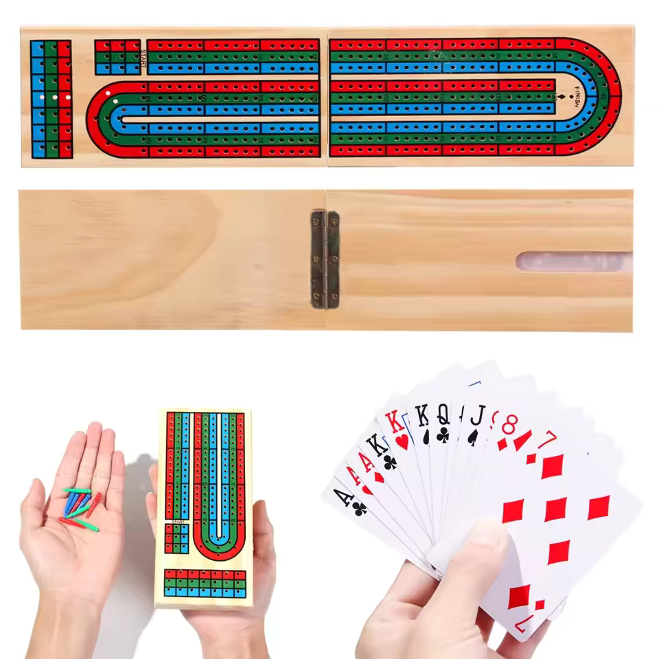 Large Wooden Cribbage War board game classic scoreboard Cribbage board ...