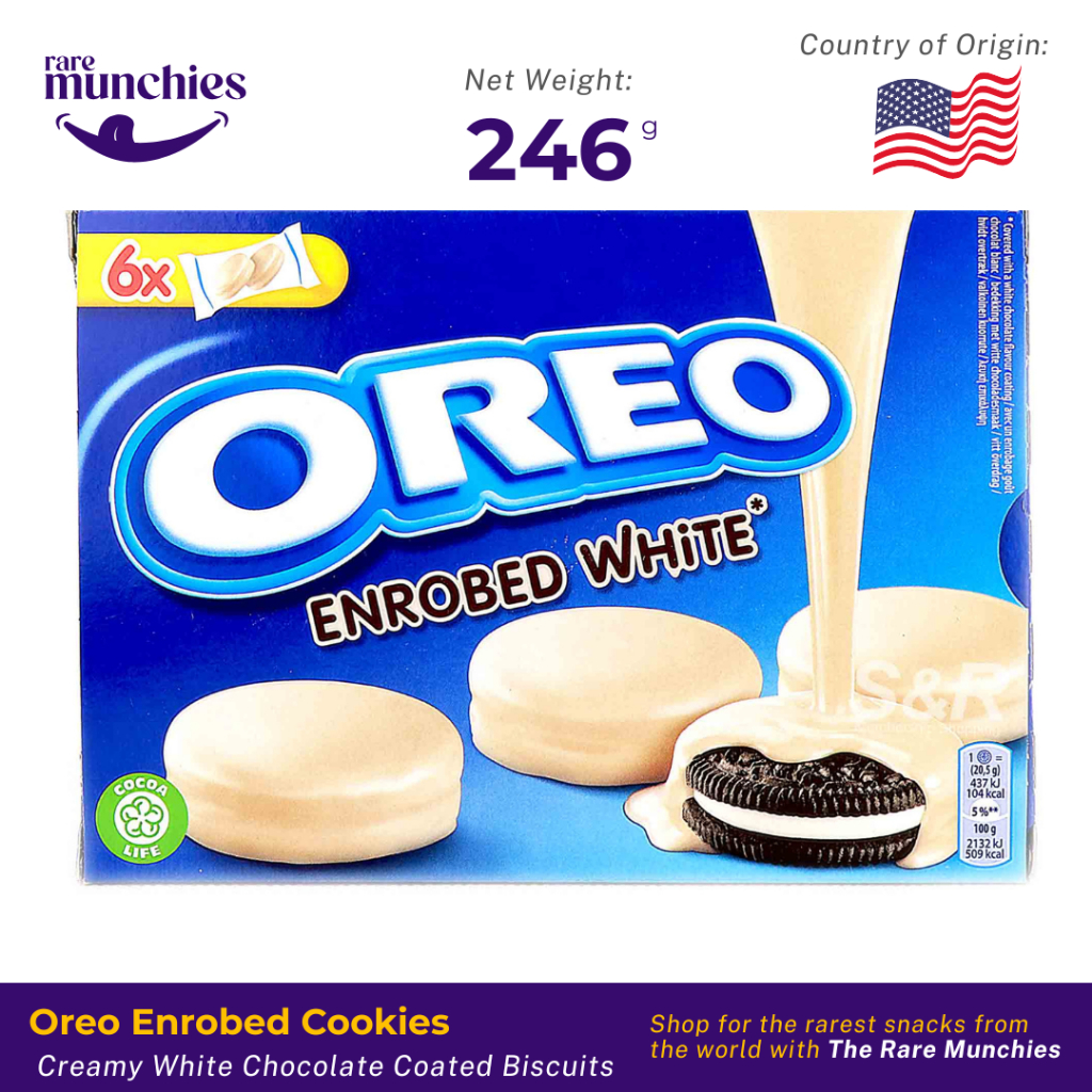 Oreo White Chocolate Enrobed Cookies 246g – Creamy White Chocolate Coated Biscuits from USA US ...