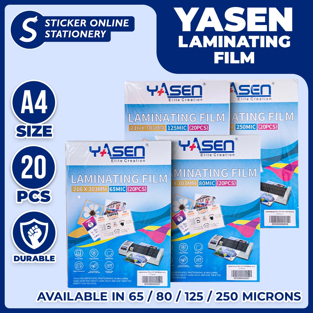 Yasen Laminating Film A4 80 microns 20 sheets | Shopee Philippines