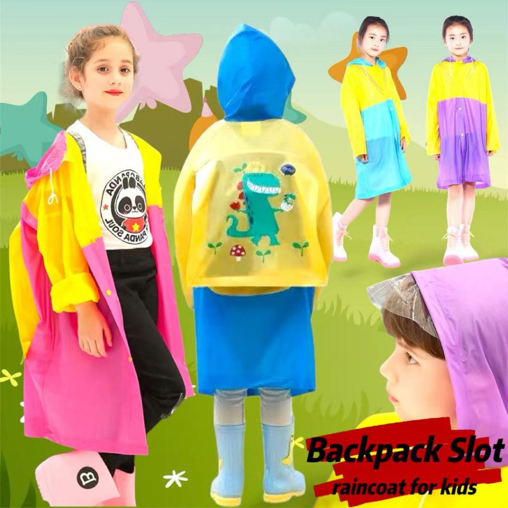 Cartoon Character Raincoat for Kids with Backpack Allowance - Kapote ...