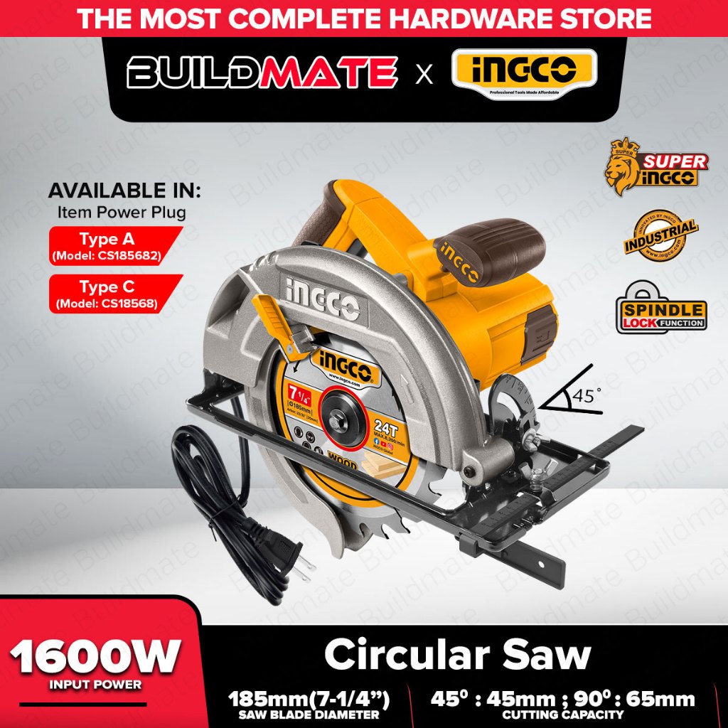 Buildmate x INGCO/WADFOW 1600W/1200W Electric Hand-Held Circular Saw ...