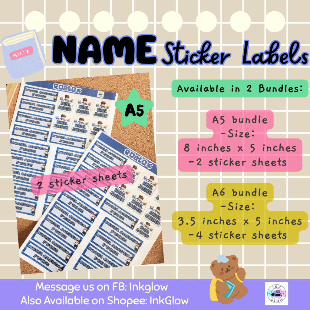 PERSONALIZED NAME STICKER LABEL - VINYL STICKER WATERPROOF | Shopee ...