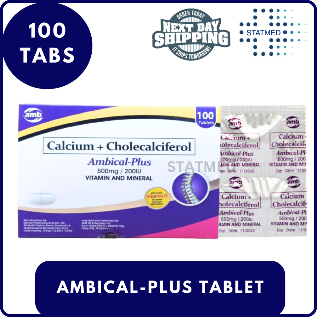 Ambical-Plus Calcium + Cholecalciferol Vitamin D3 Tablet l 10, 50 & 100 ...