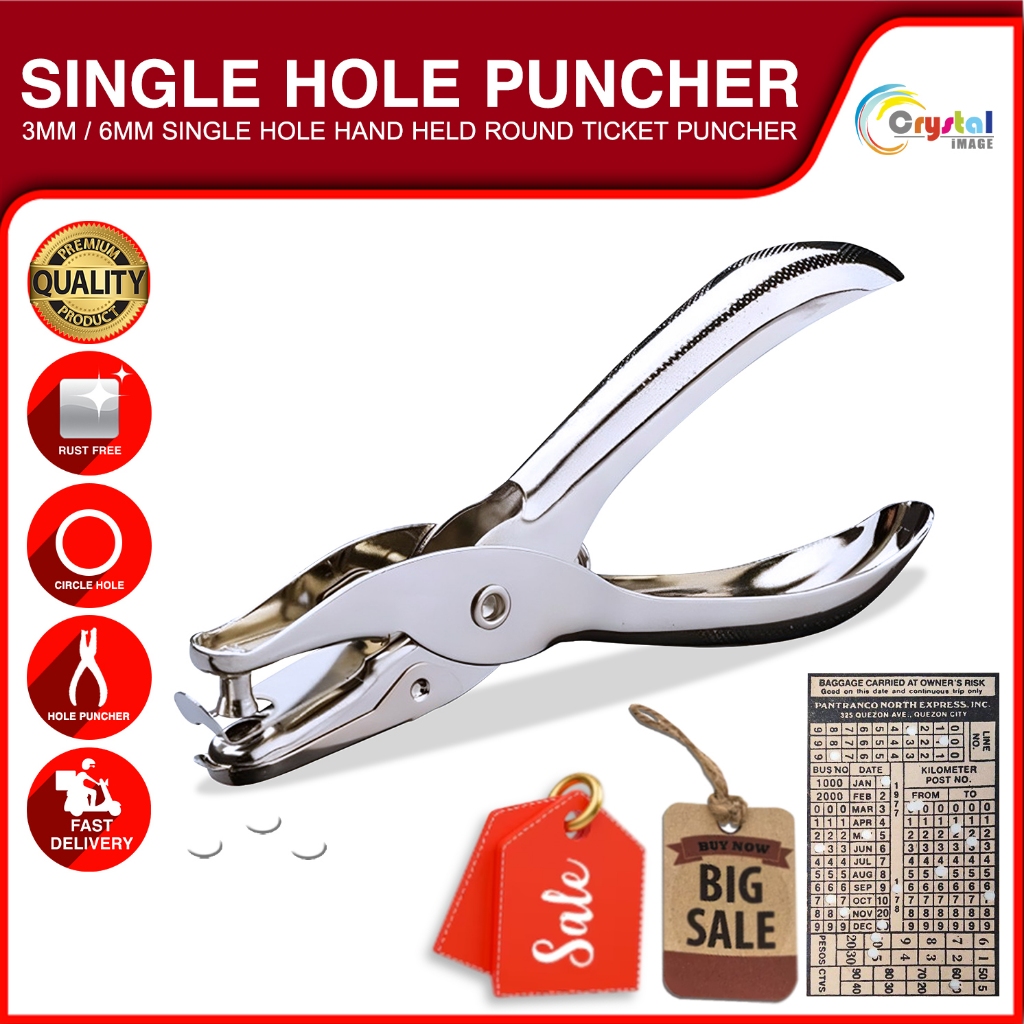 Officom Single Hole Puncher 3mm | 6mm One Hole Ticket Metal Puncher ...