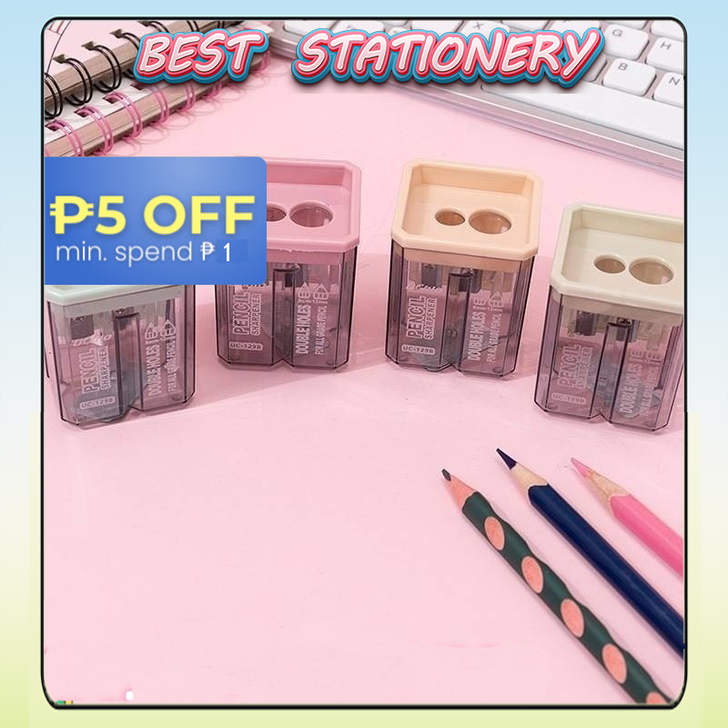 Mini Pencil Sharpene Double Hole Plastic Pencil Sharpener With Cover ...