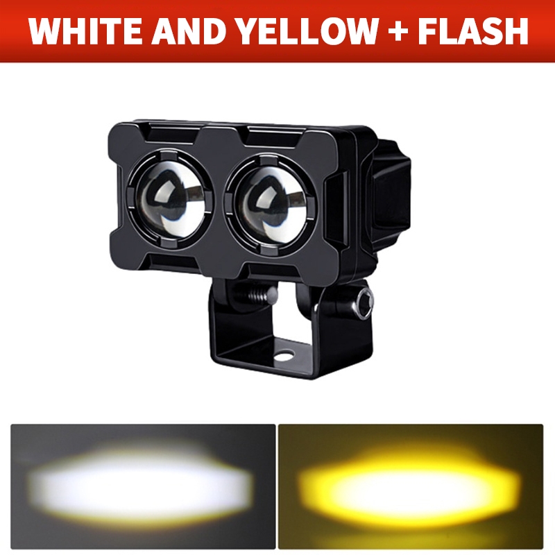 Double LED Spotlight Laser Gun Motorcycle Mini Driving Light Waterproof ...