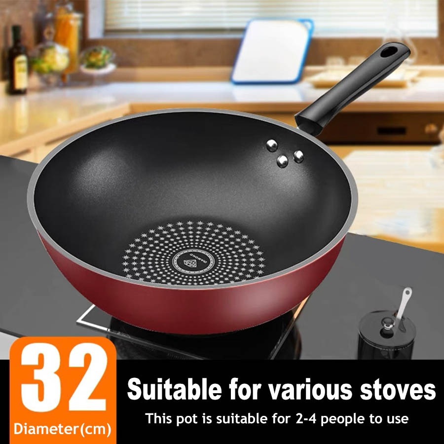 32cm aluminum non-stick high quality wok pan 3 layer of non-stick ...