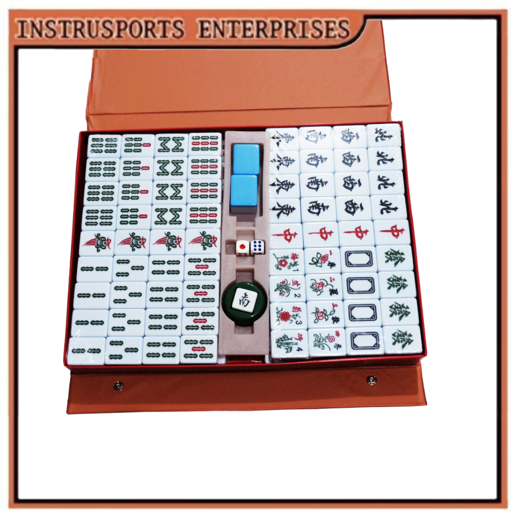 Mahjong Set Asian Style Traditional High Quality Ivory Blue and Green ...