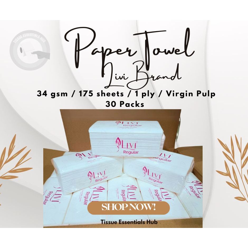 LIVI Regular Interfolded Paper Towel Virgin Pulp 34 GSM 175 Sheets (30 ...