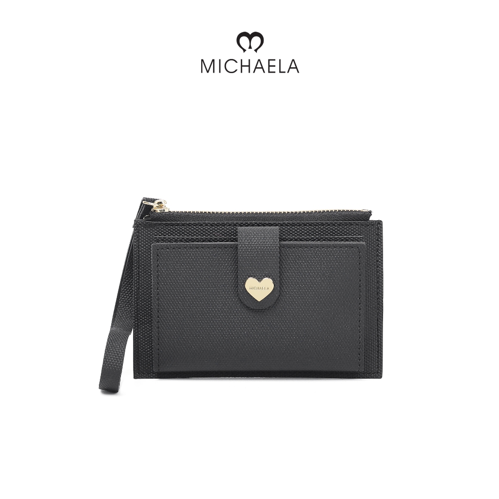MICHAELA Chic Wristlet Short Wallet with 8 Card Holders Zipper Coins ...