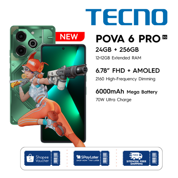 Mega Sale!!! Pova 6 Pro 5G 24GB (12+12) + 256GB| MTK D6080 Best Gaming ...