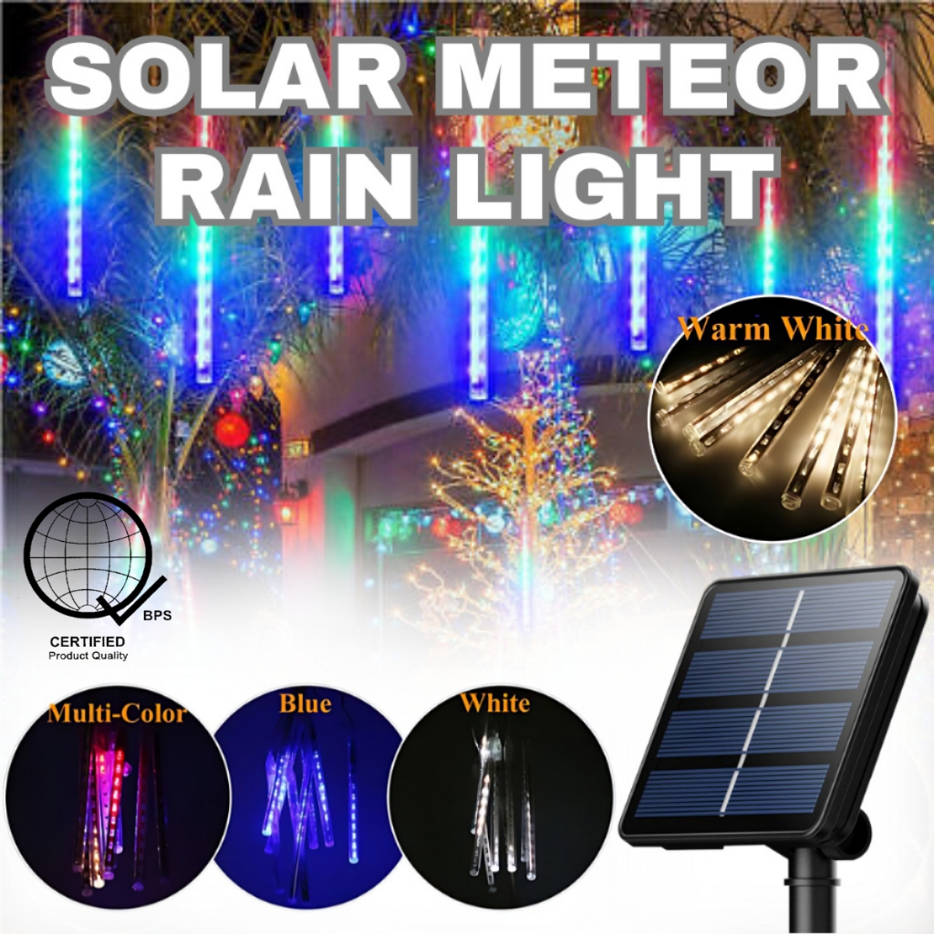 Solar LED Meteor Shower Rain Lights - 20cm/30cm/50cm Meteor Rain Lights ...