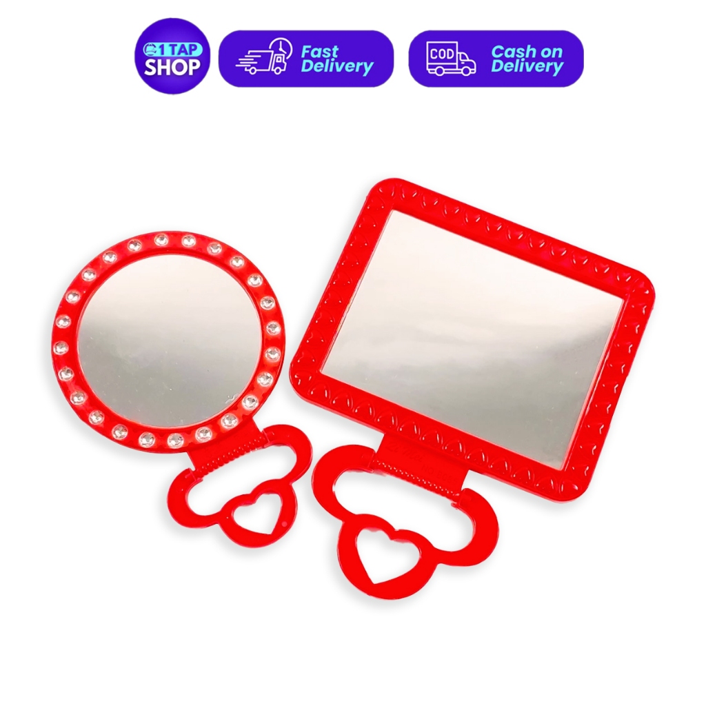1Tap Plastic Mirror - with Folding Handle/Stand for Hanging Salamin ...