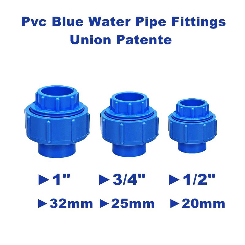 (Per Piece) PVC Blue Union Patente 1/2 '' 3/4 '' 1'' (20mm,25mm,32mm ...