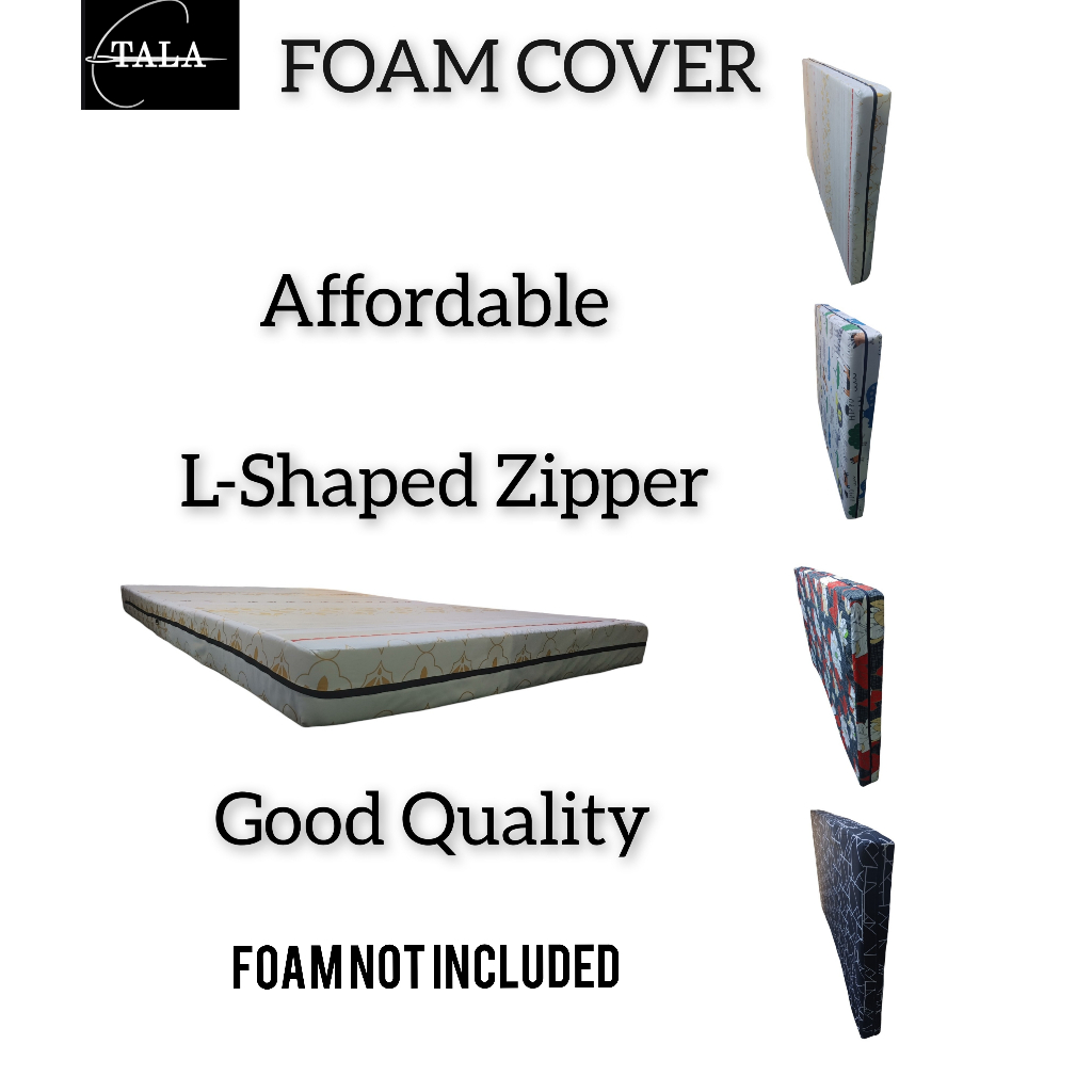 2,3,4 Inches Thick Foam Cover II Semi Cotton II L-Shaped Zipper II ...