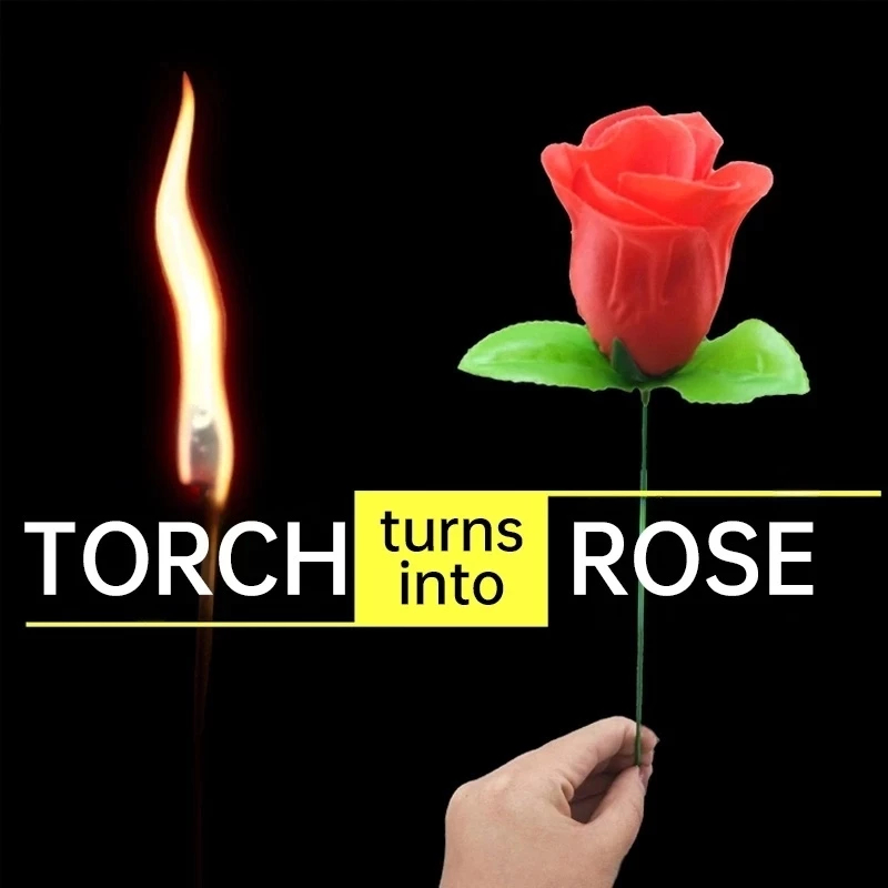 Magic Trick Rose Magician Fun Toy Flame Appearing Flower Magic Mystical ...