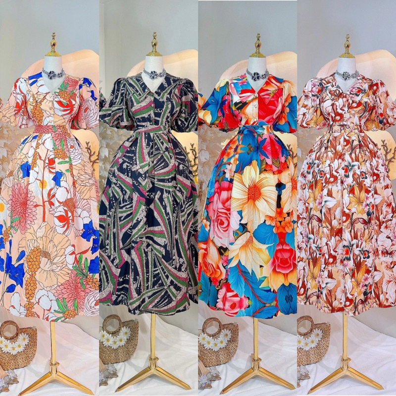 Authentic Vietnam with collar and puff sleeves Maxi dress(S-XL ...