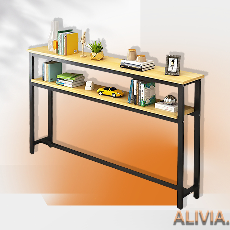 Multi-layered wall shelf Shelf behind the sofo Long and narrow table ...