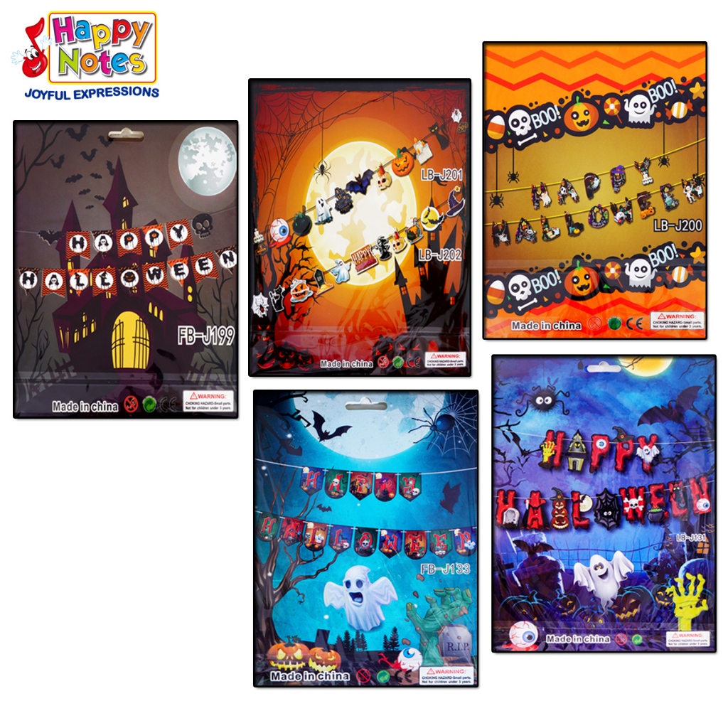 Happy Notes Party Banner (Happy Halloween) Cut-Out, Creepy Spooky Scary ...