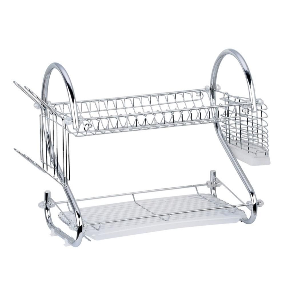 HDR Stainless Dish Rack Double Layer Plate Bowel Cup Dish Drainer Rack ...