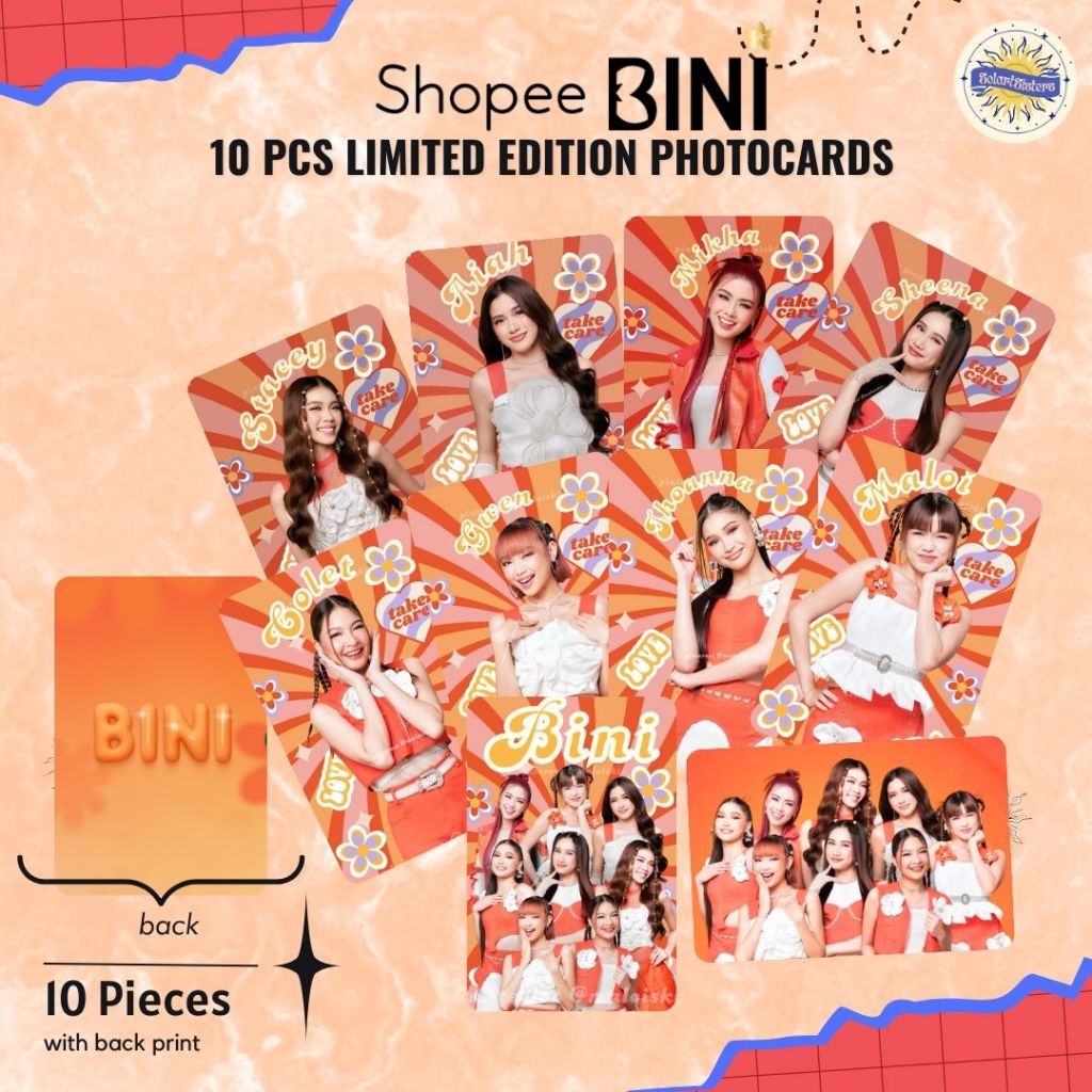 10 pcs Shopee x BINI photocard OT8 unofficial Modess Globe Jollibee ...