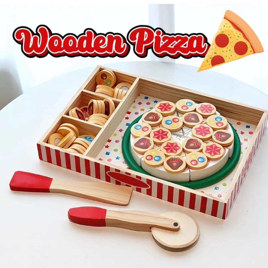 BYJ Wooden Pizza Party Pretend Play Cooking Playset for Kids | Shopee ...