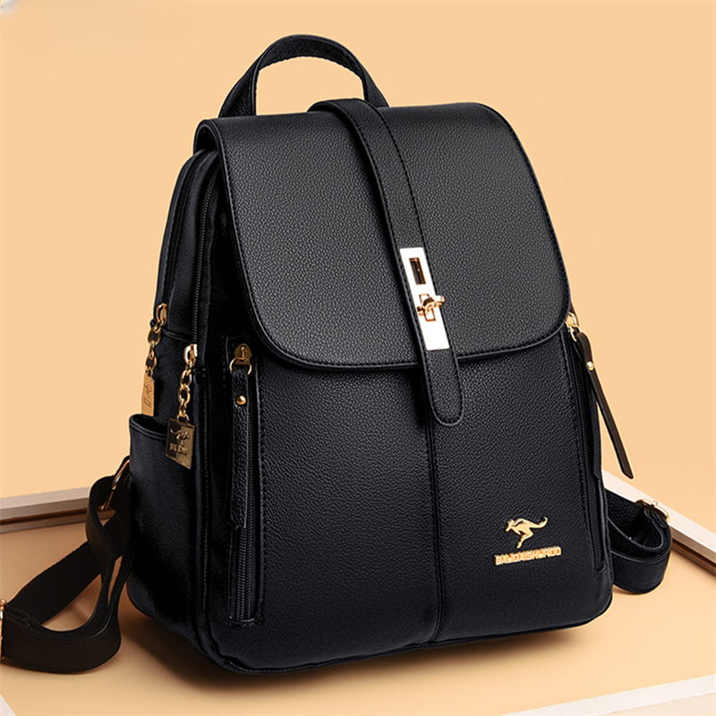 New women's leather backpack fashion shoulder bag women's backpack ...