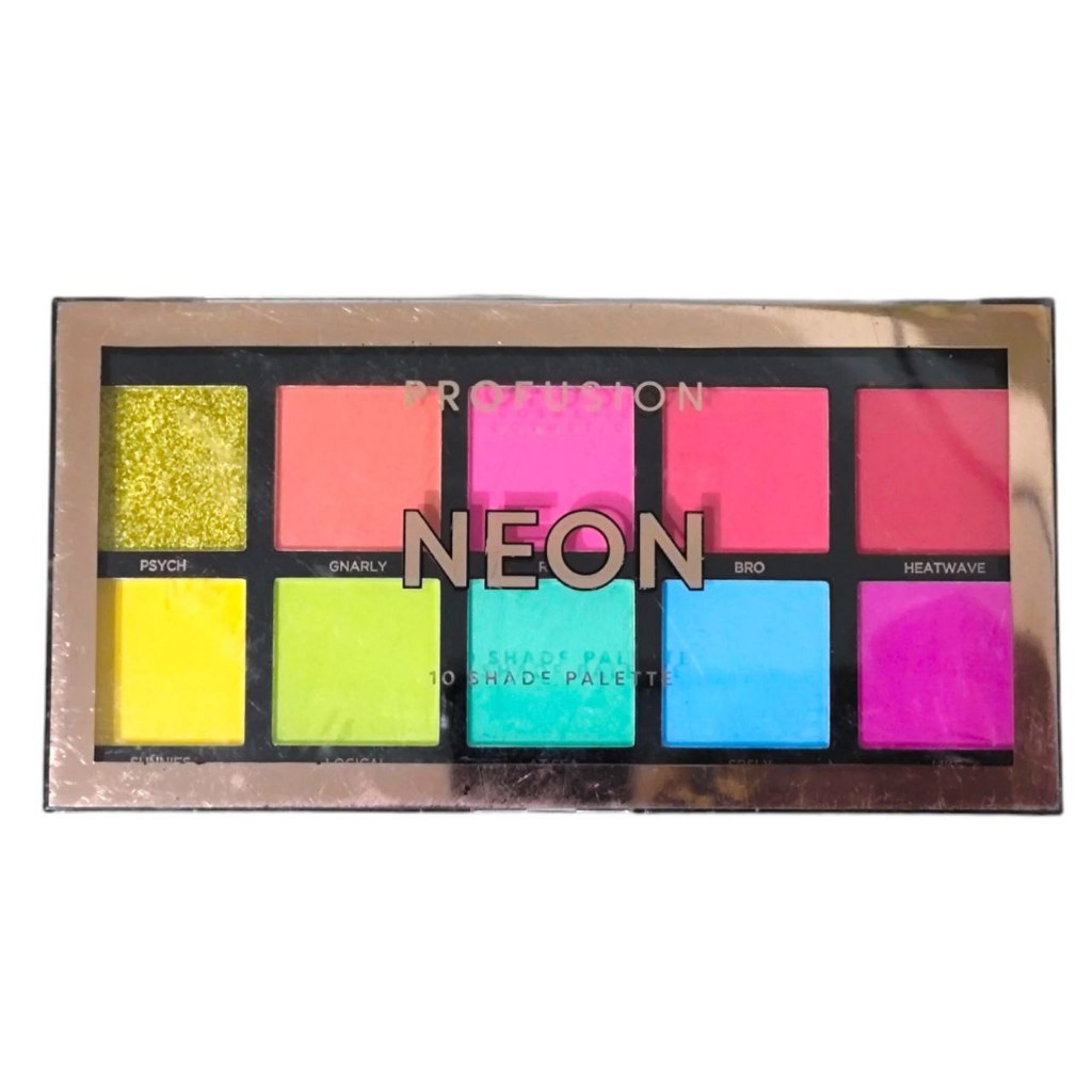 Profusion Cosmetics Neon 10 Shade Eyeshadow Palette - High Pigmented ...