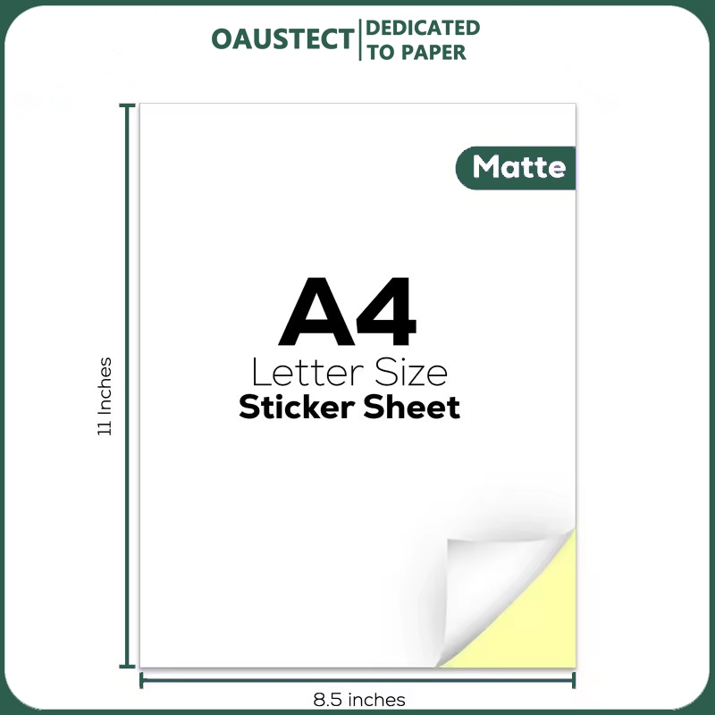 OAUSTECT A4 Paper Sticky Matte self-Adhesive Label Easy Peeling ...