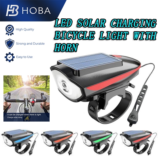 Hoba LED Solar Charging Bicycle Light Rechargeable Bike Headlight with ...