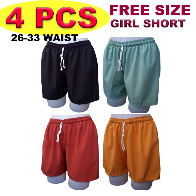 4 PCS Taslan Girl Pambahay Quick Dry short for girl ladies adult short ...