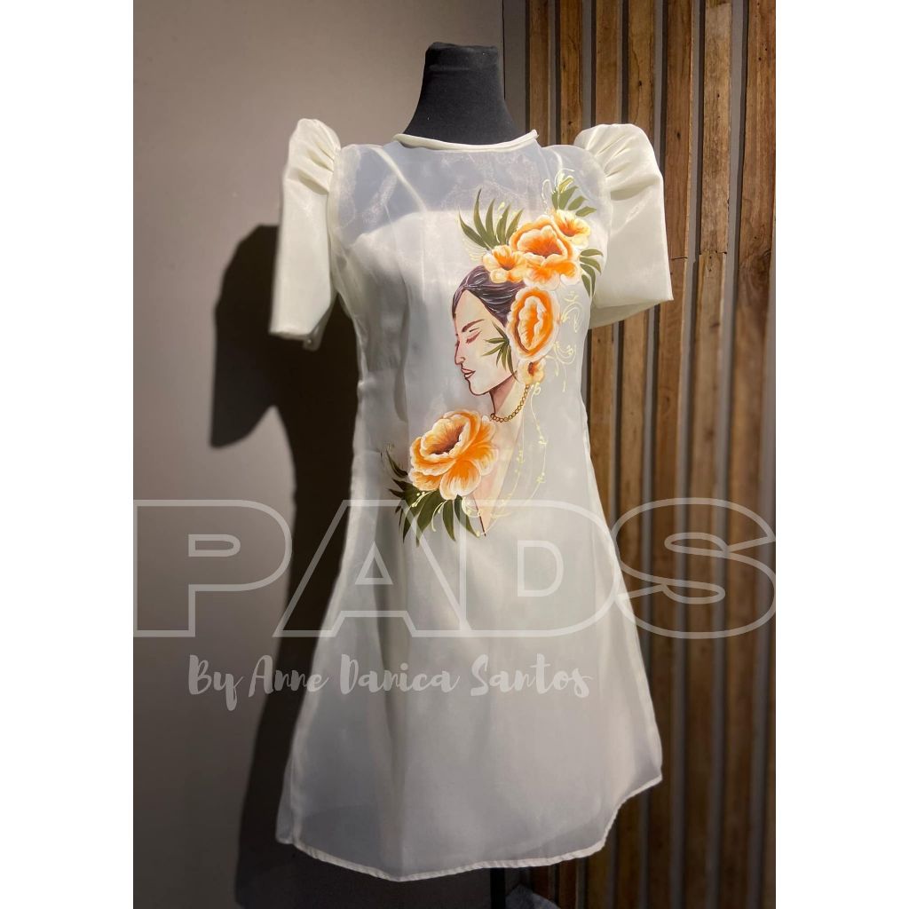 PADS Modern Barong Filipiniana Mestiza 2-in-1 Dress (Hand-painted ...