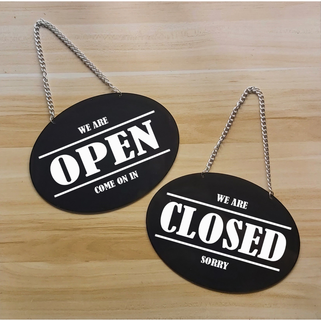 Acrylic Business Open Closed Signage 2 Sided Open Closed Hanging Sign ...