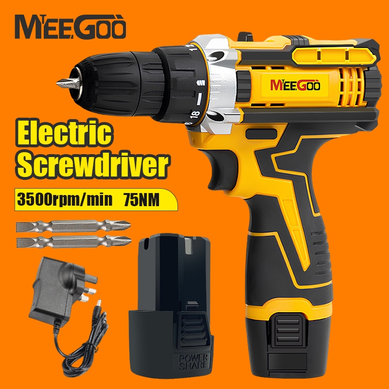 MeeGoo Cordless Drill Powerful Electric Hand Drill Power Tools 12V ...