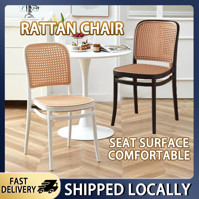 Rattan Chair Dining Chair with Backrest Rattan Chair Vine Woven Plastic ...