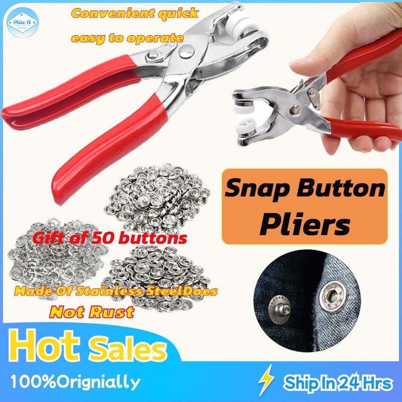 50Pcs Snap Button Plier Set Metal Automatic Button Snap Kit With ...
