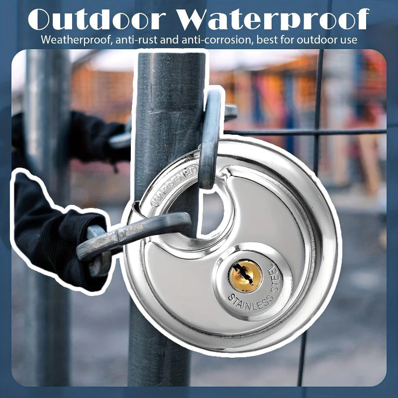 Anti-Theft Disc Padlock Stainless Steel Round Disc Lock waterproof for ...