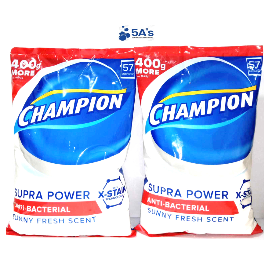 CHAMPION ANTI-BACTERIAL SUNNY FRESH SCENT POWDER DETERGENT 2 KG (bundle ...