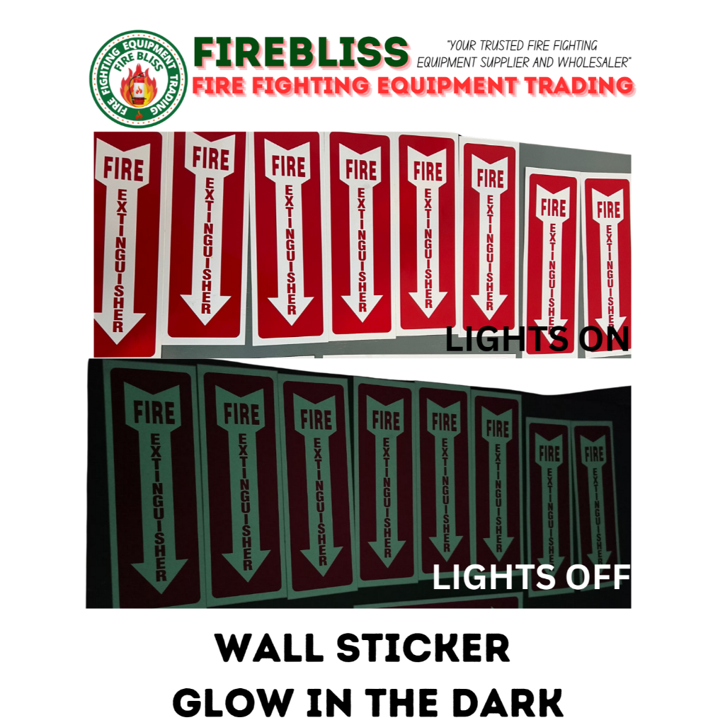 FIRE EXTINGUISHER STICKER 10pcs (glow in the dark) | Shopee Philippines