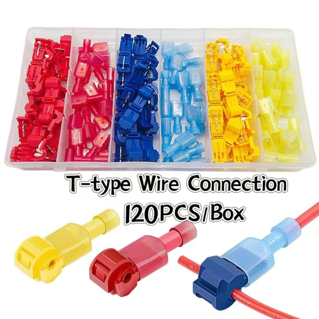 120PCS T TapType Electrical Connector Crimp Terminals Fast Wire ...