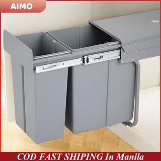 Pull Out Trash Bin Kitchen Double Trash Bin 30L/40L With Lid Damper ...