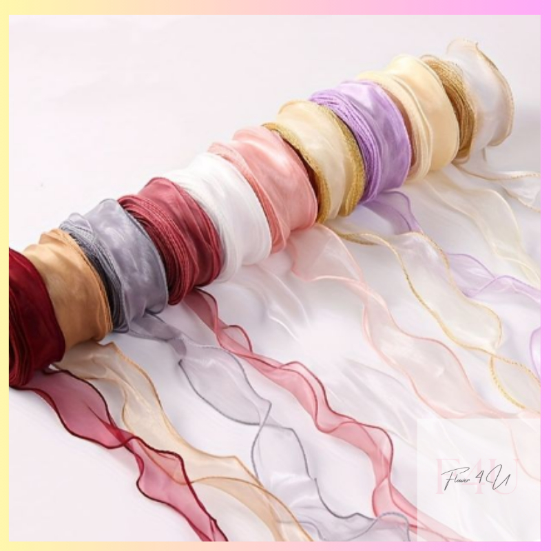 4CM-9CM PLAIN FISHTAIL RIBBON WITH WAVY EDGE WRAP FLOWER GIFT | Shopee ...