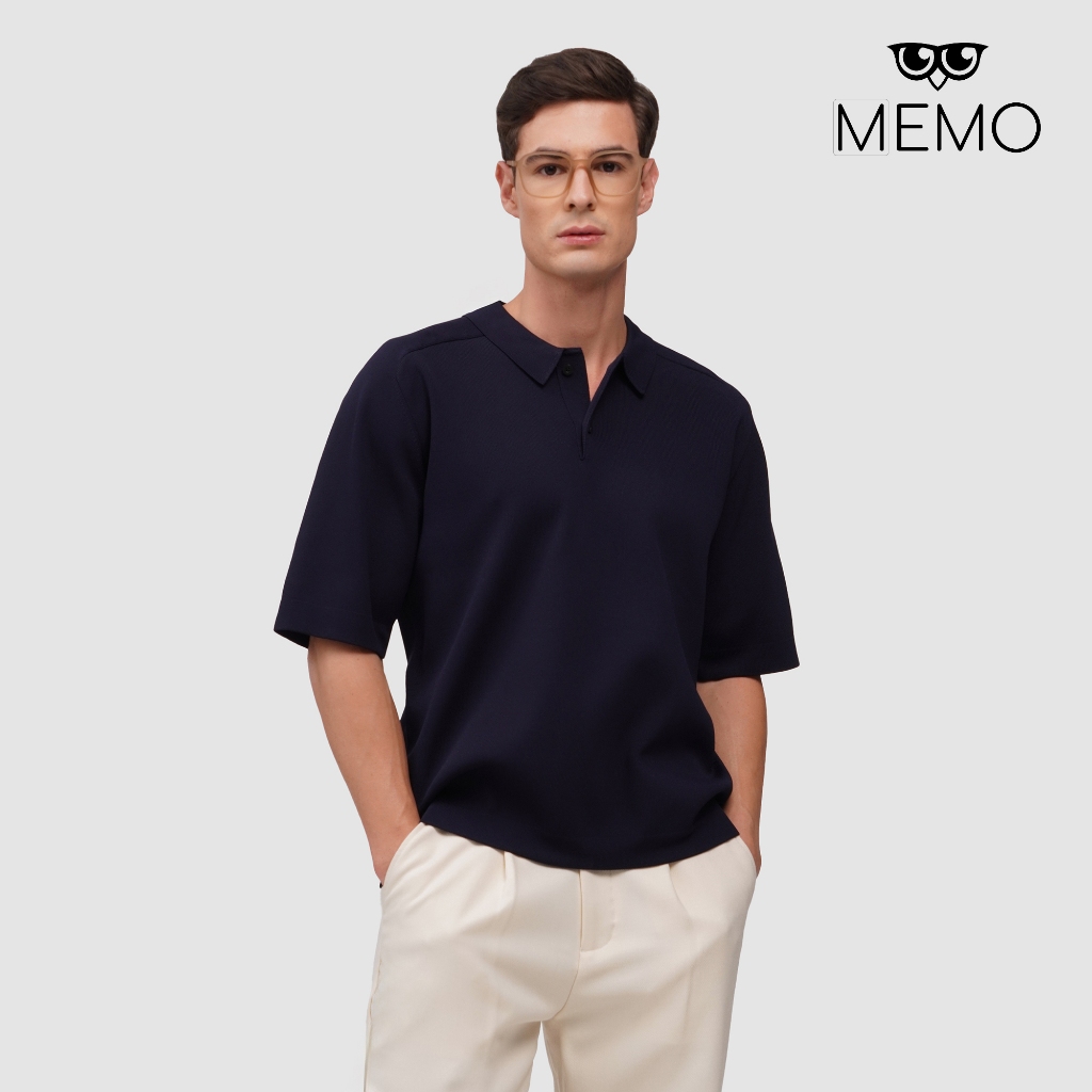 Memo Ultimate Basics Premium Flat Knit Polo For Men (Midnight Navy ...