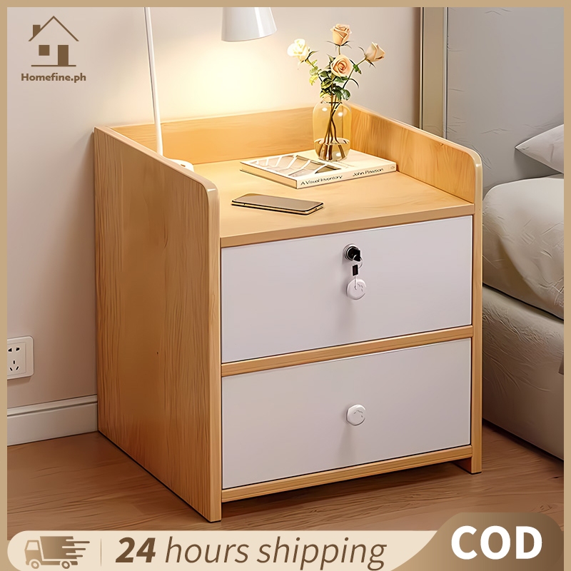 COD️⭐Minimalist Bedside Table With Locked Bedside Table With Drawers ...
