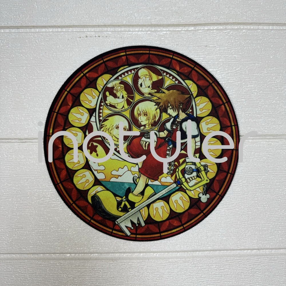 Kingdom Hearts Stained Glass Circular Rubber Mouse Pad Sora Riku Disney ...