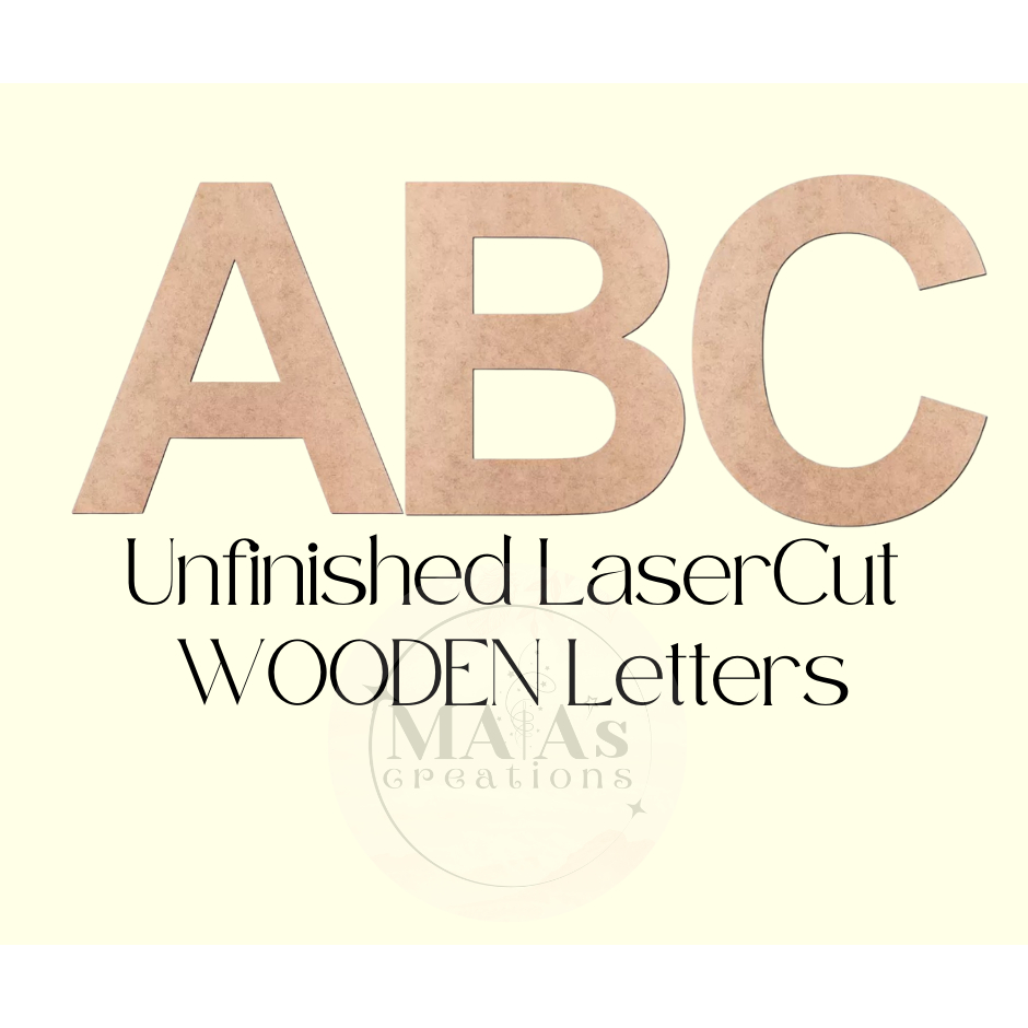 Unfinished Lasercut Wooden Arial Black Letters for DIY | Shopee Philippines