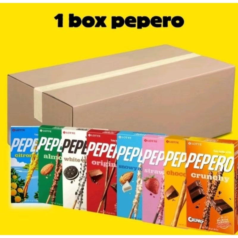 Lotte Pepero stick ASSORTED (40pcs per box) Snack Chocolate Almond ...